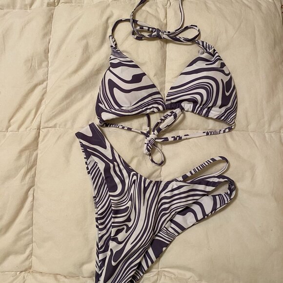 Swim | Gray White Zebra Print Bikini Set | Poshmark